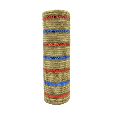 10" x 19ft. Red, Tan & Blue Striped Mesh by Celebrate It™ | Michaels