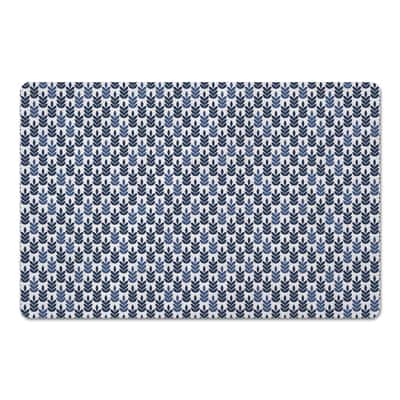 Navy and Blue Leaf Pattern Floor Mat | Michaels