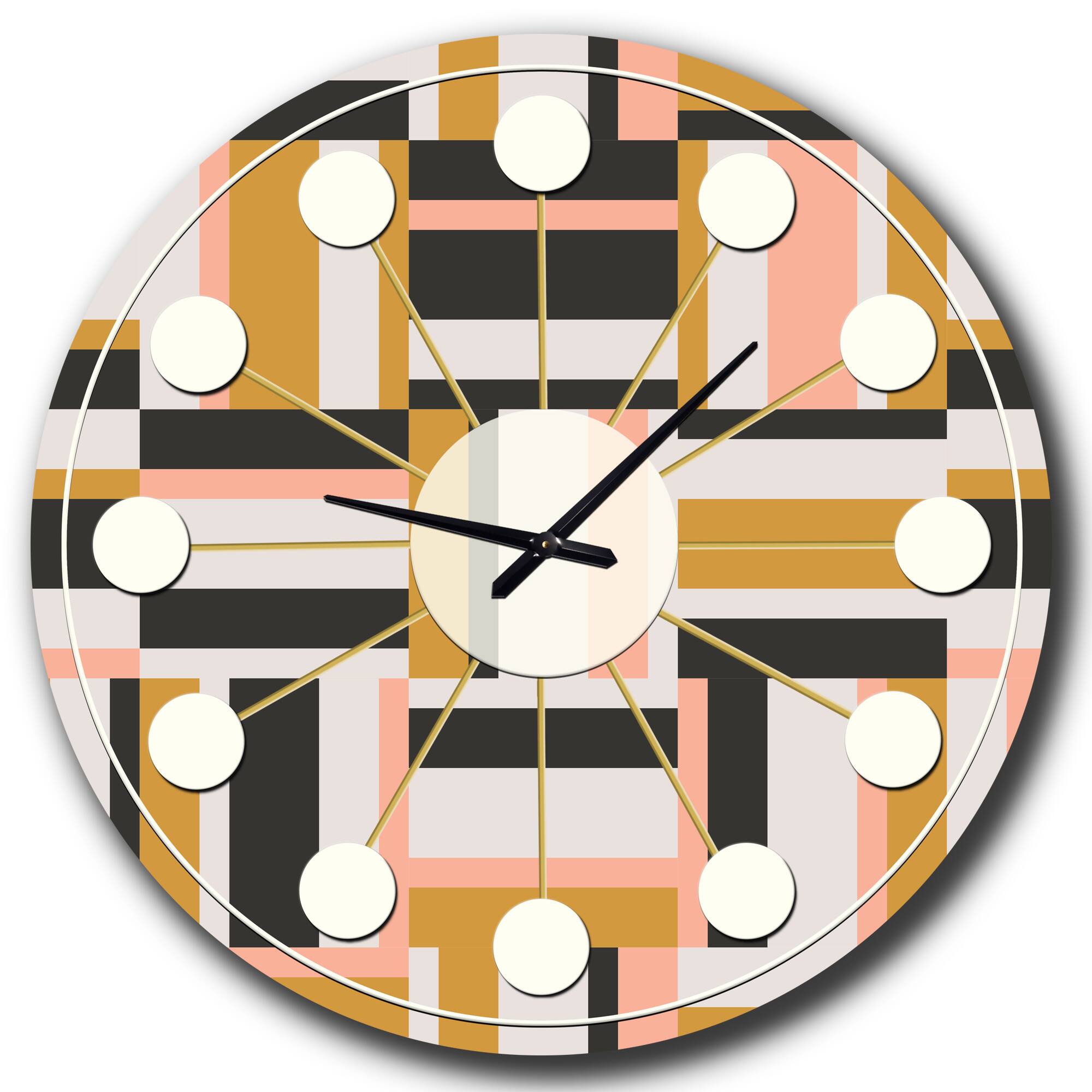 Designart 'Abstract Retro Geometric Ix Mid-Century Modern Wall Clock ...