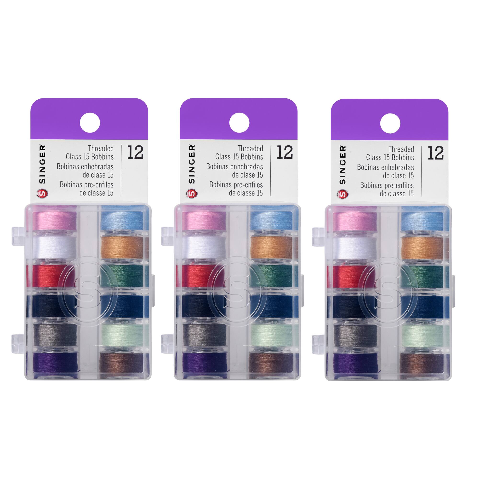 SINGER® Class 15 Colored Threaded Bobbins with Case, 36ct. | Michaels