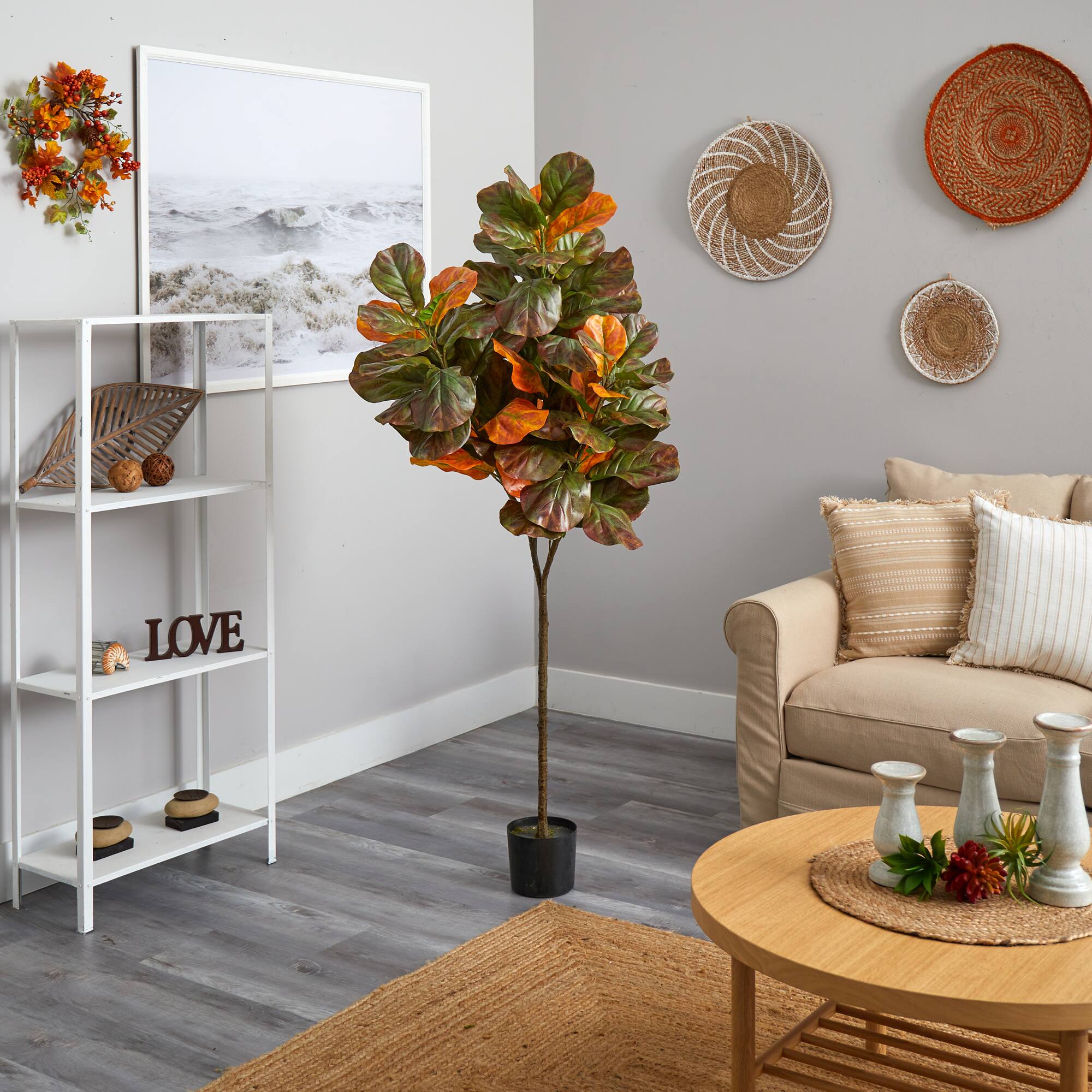 6ft. Potted Autumn Fiddle Leaf Tree | Michaels