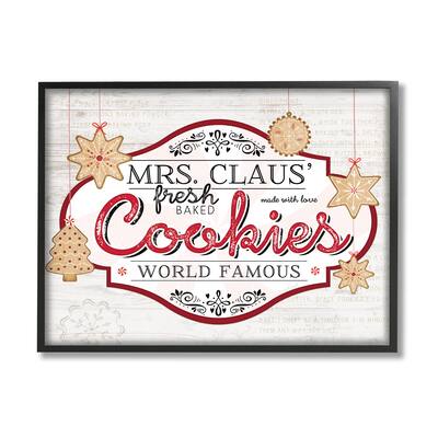Stupell Industries Vintage Mrs. Claus Cookies Sign Framed Giclee Art ...