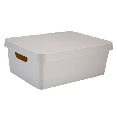 Simplify 14.5" Vinto Storage Box with Lid, Color: Ivory | Michaels