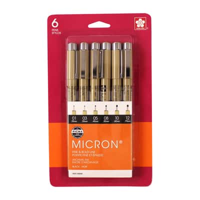 Micron® Black Fine & Bold Line Ink Pens, 6ct. | Michaels