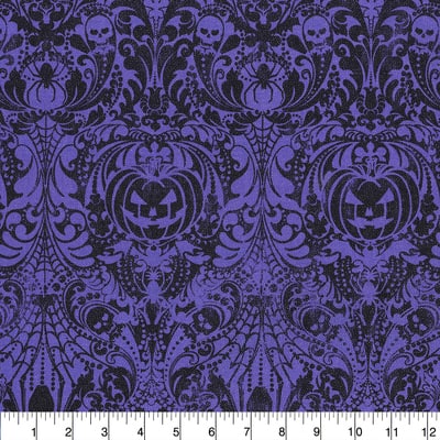Fabric Traditions Halloween Purple Glitter Gothic Scroll Home Décor ...