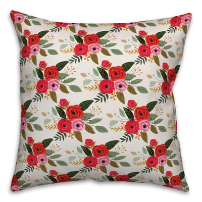 Red Floral Pattern Throw Pillow | Michaels