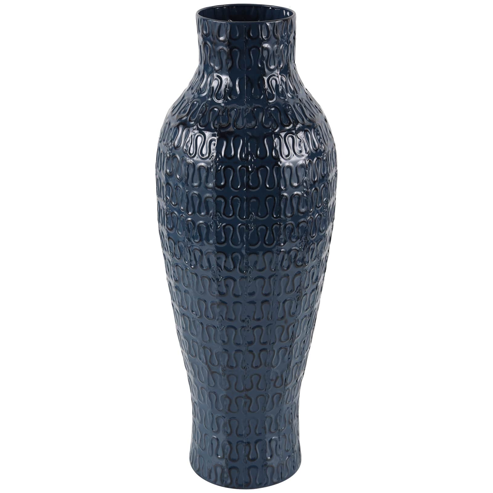 24" Dark Blue Metal Dimensional Textured Vase | Michaels