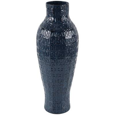 24" Dark Blue Metal Dimensional Textured Vase | Michaels