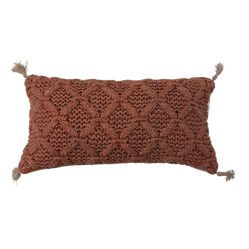 Cotton Slub Lumbar Pillow with Diamond Weave and Tassels | Michaels