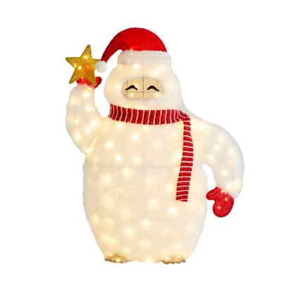 Glitzhome® 42"H Lighted Christmas 3D Fabric Yeti Outdoor Decor | Michaels