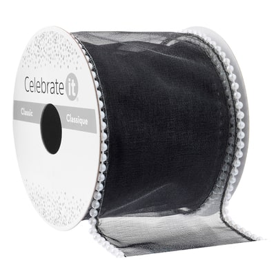 2.5" x 3yd. Sheer Wired Pearl Edge Ribbon by Celebrate It™ Classic ...