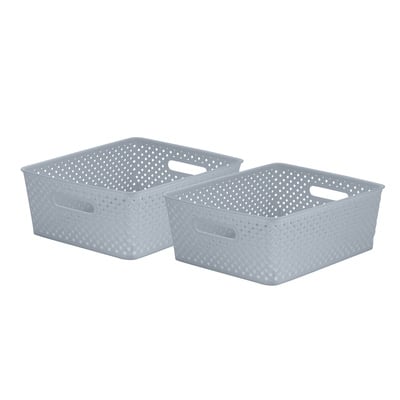 Simplify Medium Gray Wicker Storage Bin, 2ct. | Michaels