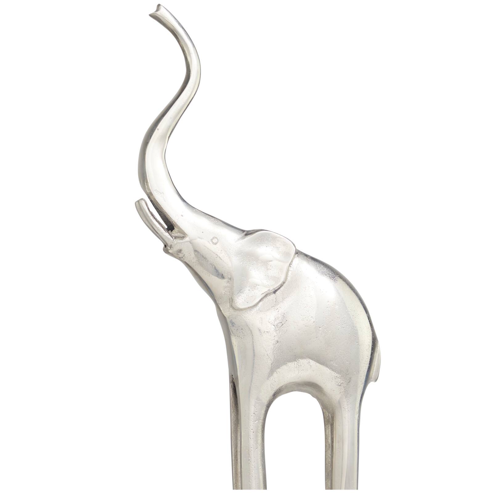 The Novogratz Silver Aluminum Tall Slim Elephant Sculpture with Black ...