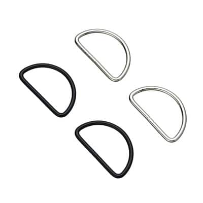 44mm Rhodium & Black D Rings, 8ct. by Bead Landing™ | Michaels