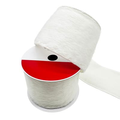Ruban en fourrure synthétique blanche avec de fil métallique de 8,8 cm ...