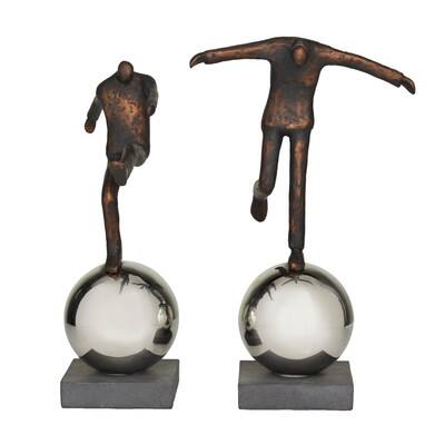 Bronze Polystone People Sculpture with Silver Ball Stands Set | Michaels