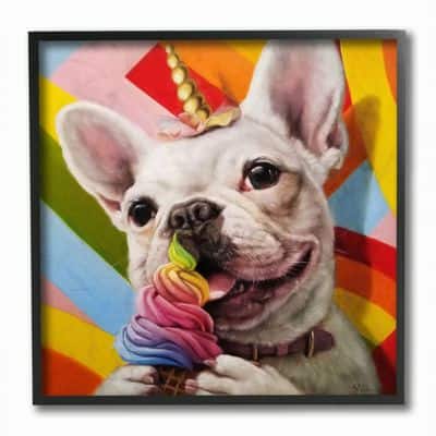 Stupell Industries Rainbow French Bulldog Unicorn Wall Art in Black Frame | Michaels