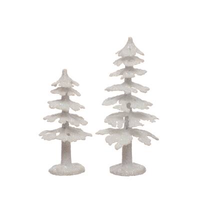 Glittery White Mini Snowy Tree Christmas Village Décor Set by Ashland ...