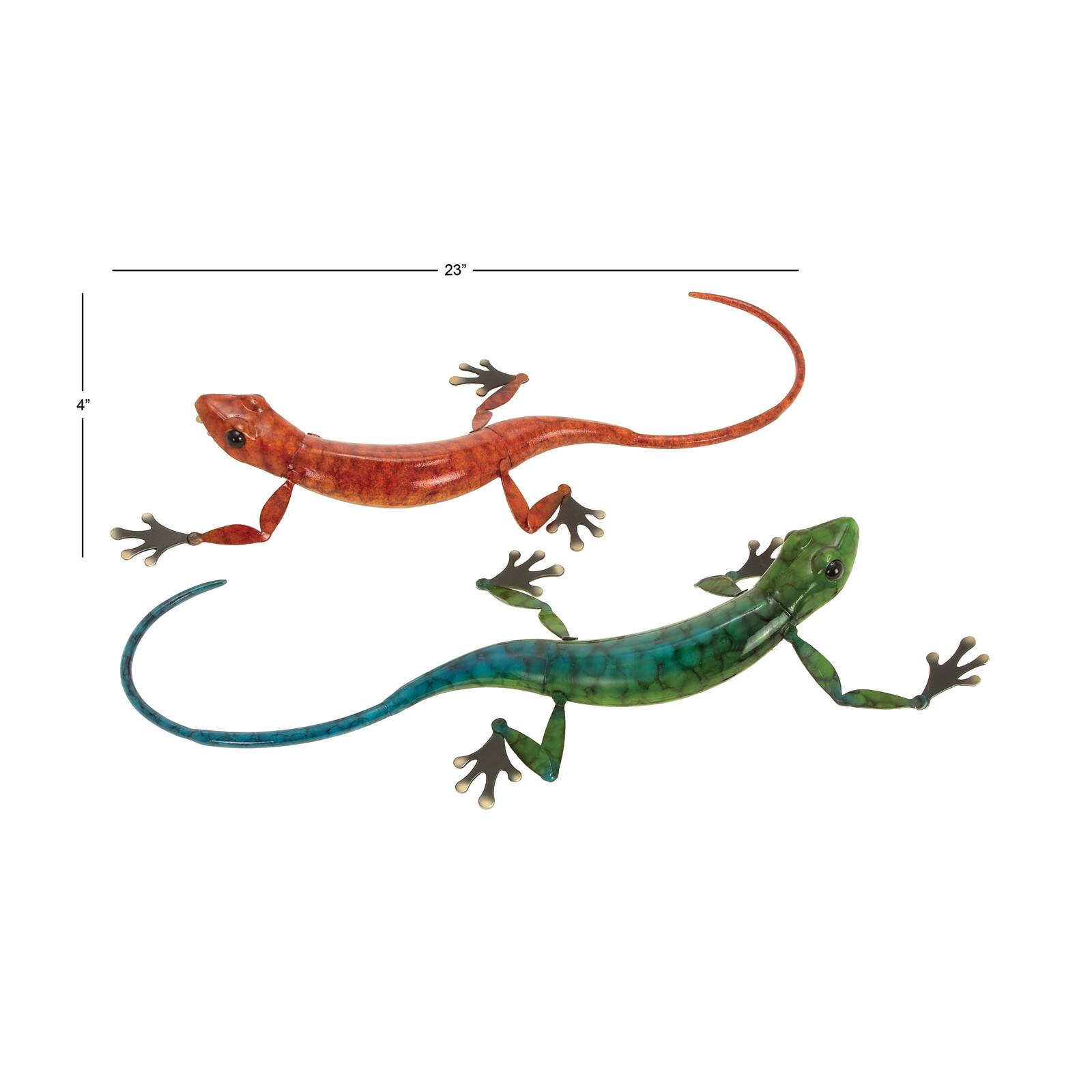 Set of 2 Eclectic Multi Colored Metal Lizard Sculpture 23" x 4" | Michaels