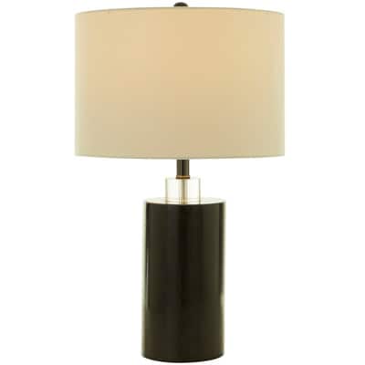 Black Marble Thick Stand Table Lamp with Drum Shade 15" x 15" x 24 ...