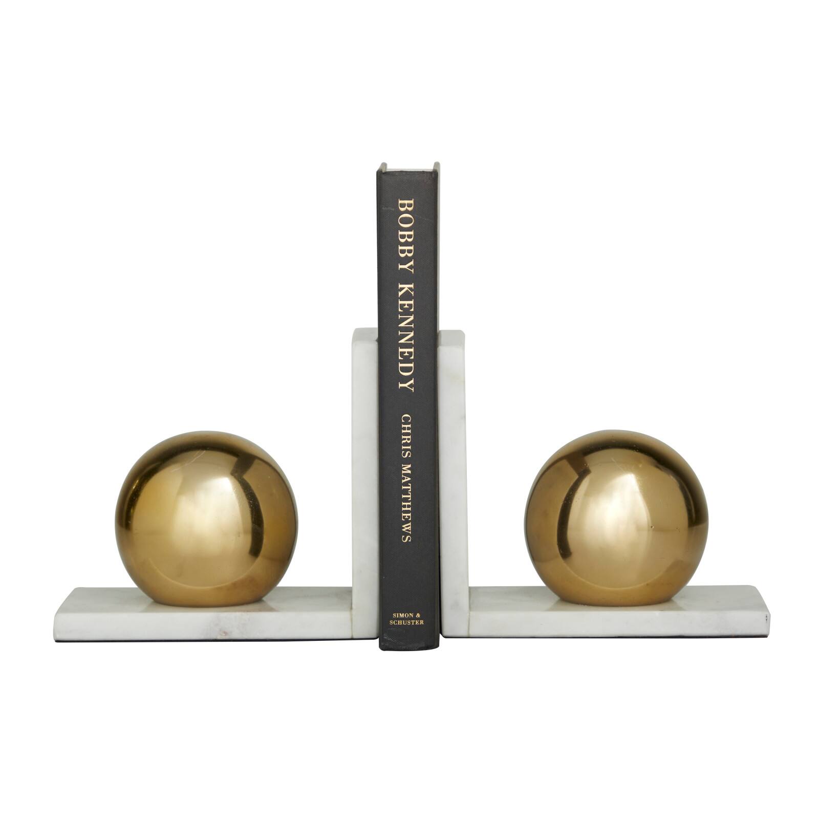 CosmoLiving by Cosmopolitan 6" Metallic Sphere & Marble Bookend Set ...