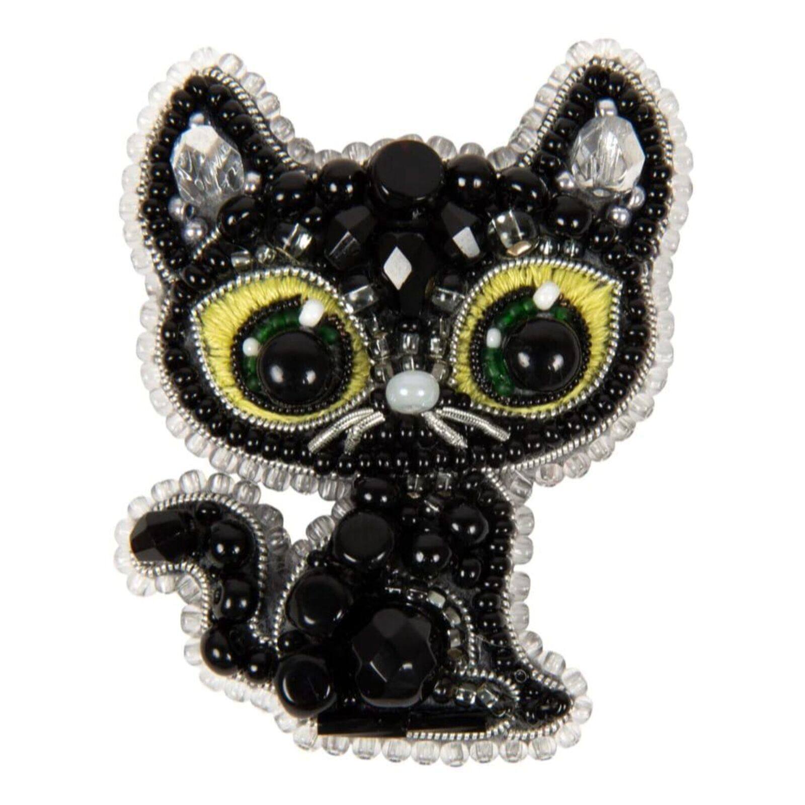 Crystal Art Beadwork Kit For Creating Broоch Black Cat | Michaels