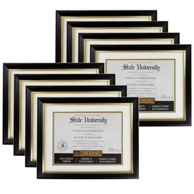 Buy in Bulk - 8 Pack: 8.5" x 11" Black & Gold Document Frame with ...