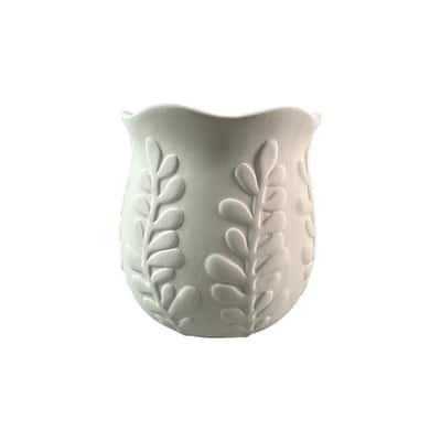6" Embossed Leaves DIY Ceramic Vase Décor by Make Market® | Michaels
