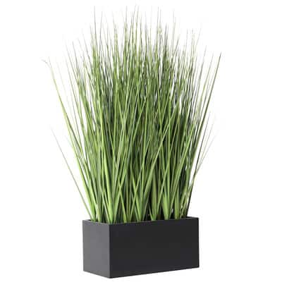 18" Onion Grass Artificial Plant with Black Rectangular Pot | Michaels