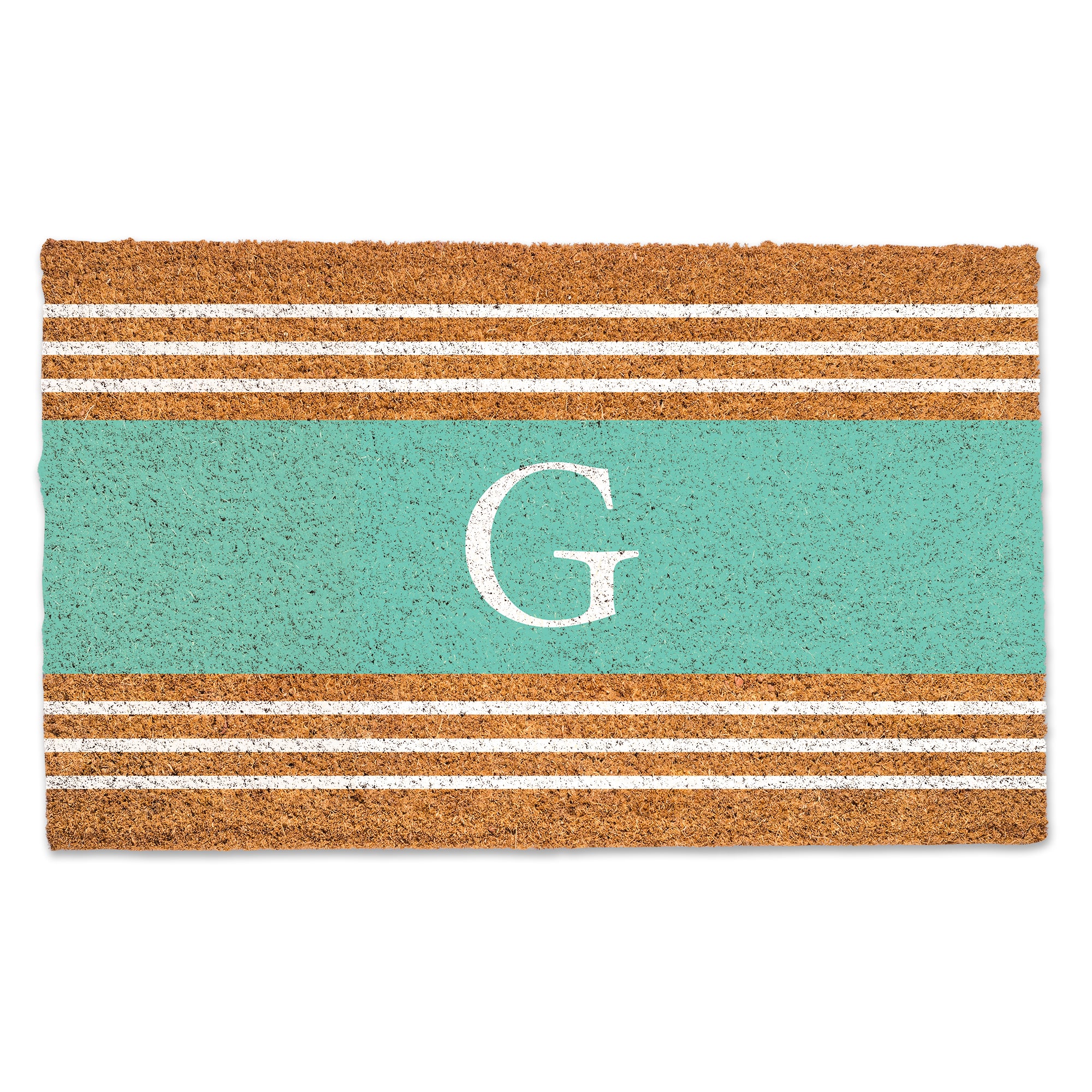 Teal Monogram Stripe Doormat | Michaels