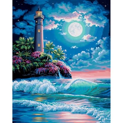 Dimensions® PaintWorks™ Lighthouse in the Moonlight Paint-by-Number Kit ...