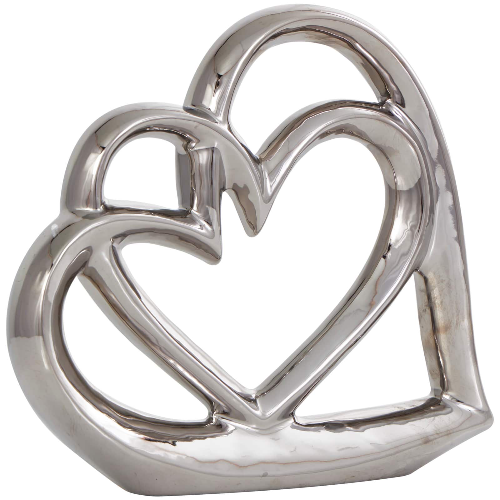 10" Silver Ceramic Heart Abstract Overlapping Sculpture | Michaels