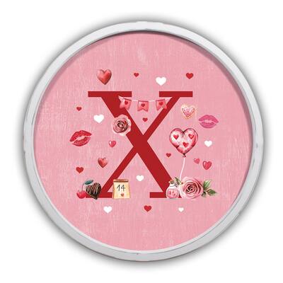 20" Valentine Things White Framed Round Monogram Print | Michaels