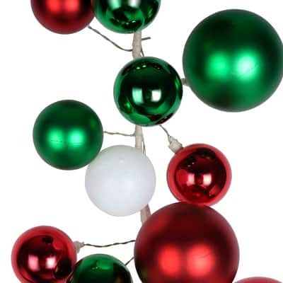 6ft. Red, Green & White Ball Ornament Garland by Ashland® | Decor ...