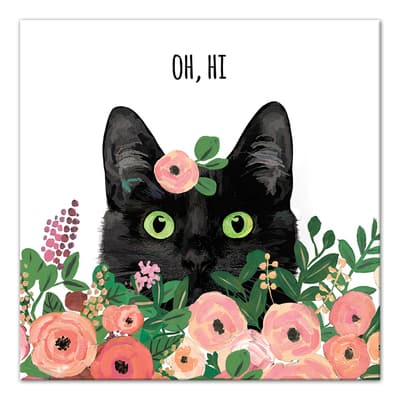 Oh, Hi Cat in Flowers Canvas Wall Art | Michaels