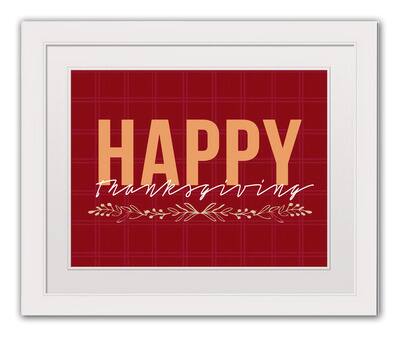 Happy Thanksgiving Red White Framed Print Under Plexiglass | Michaels