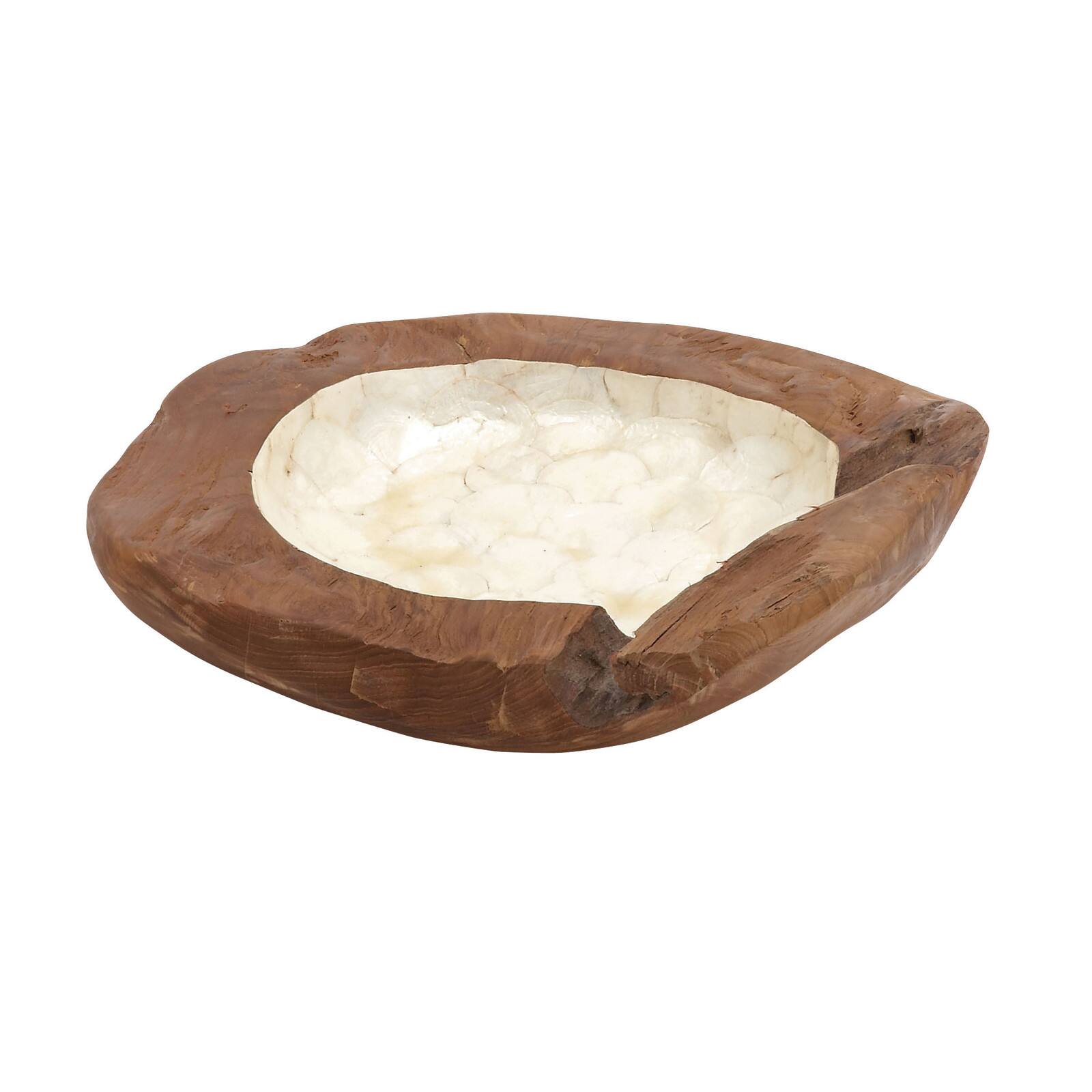 18" Brown Wood & Natural Shell Decorative Bowl | Michaels