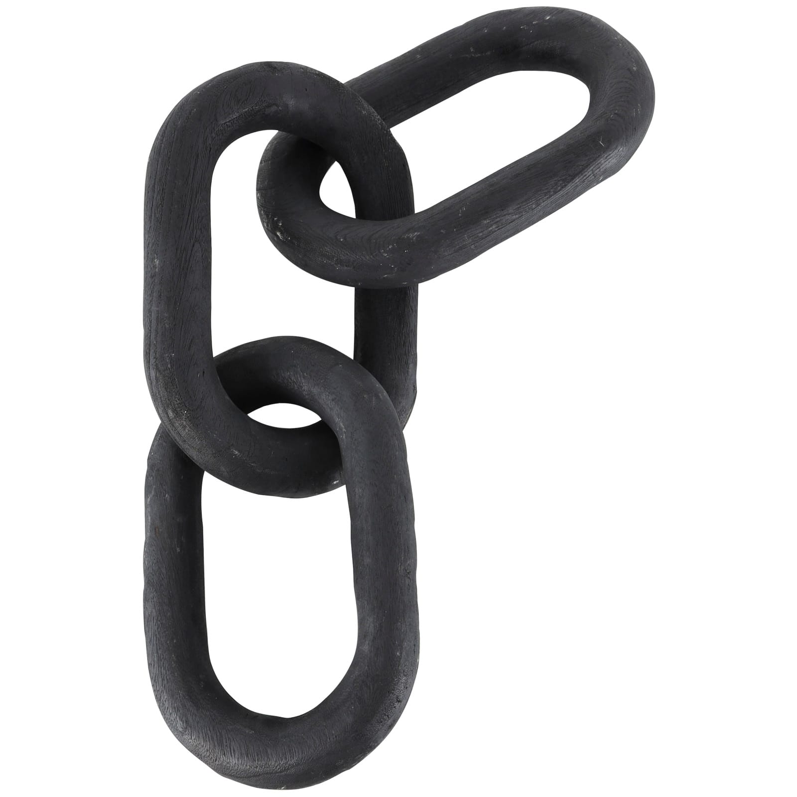 23" Matte Black Distressed Wood 3-Link Chain Sculpture | Michaels