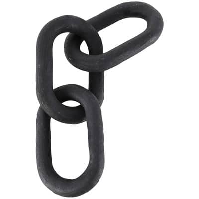 23" Matte Black Distressed Wood 3-Link Chain Sculpture | Michaels