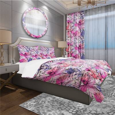 Designart 'Floral Pattern' Modern & Contemporary Bedding Set - Duvet ...