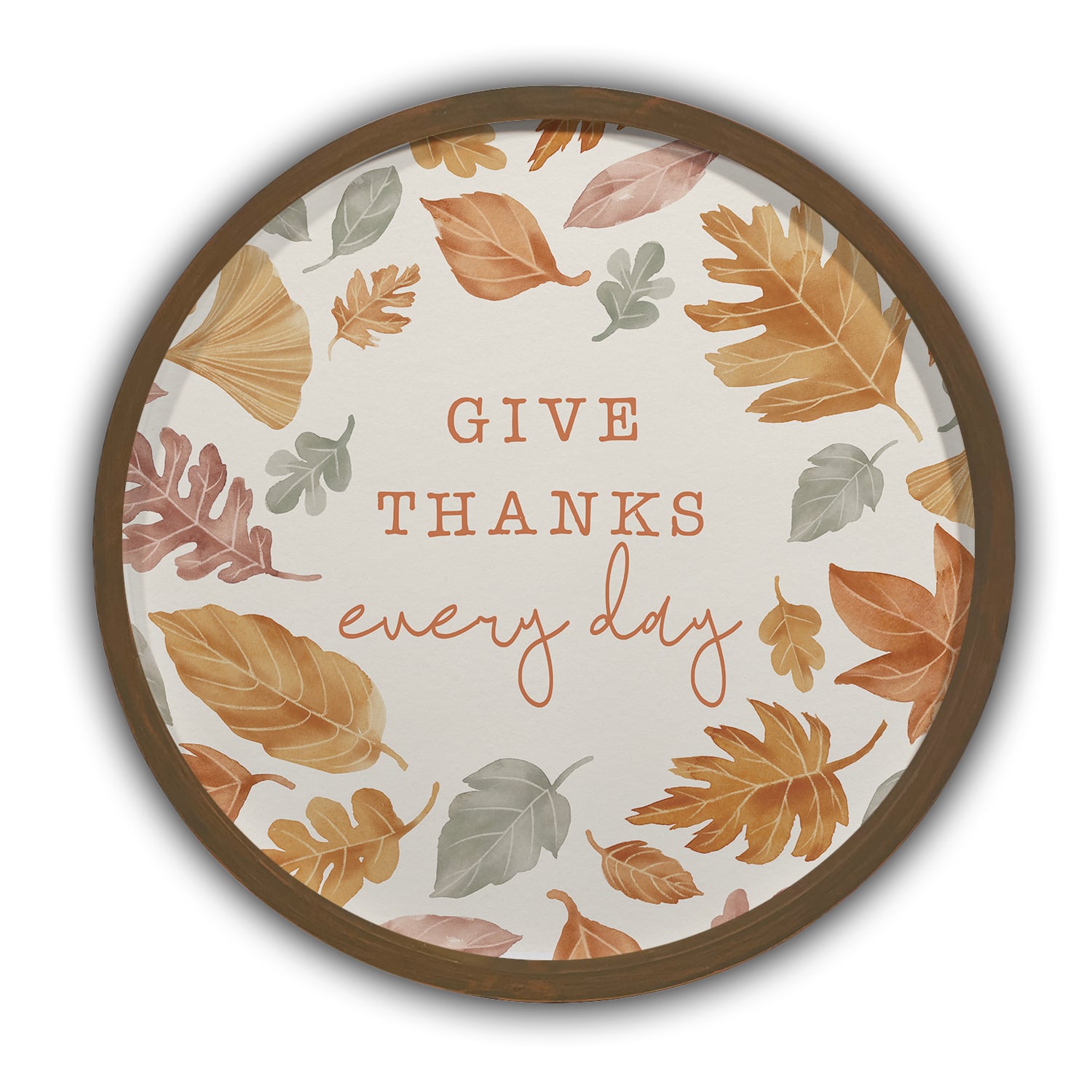 Give Thanks Every Day Round Brown Framed Print | Michaels