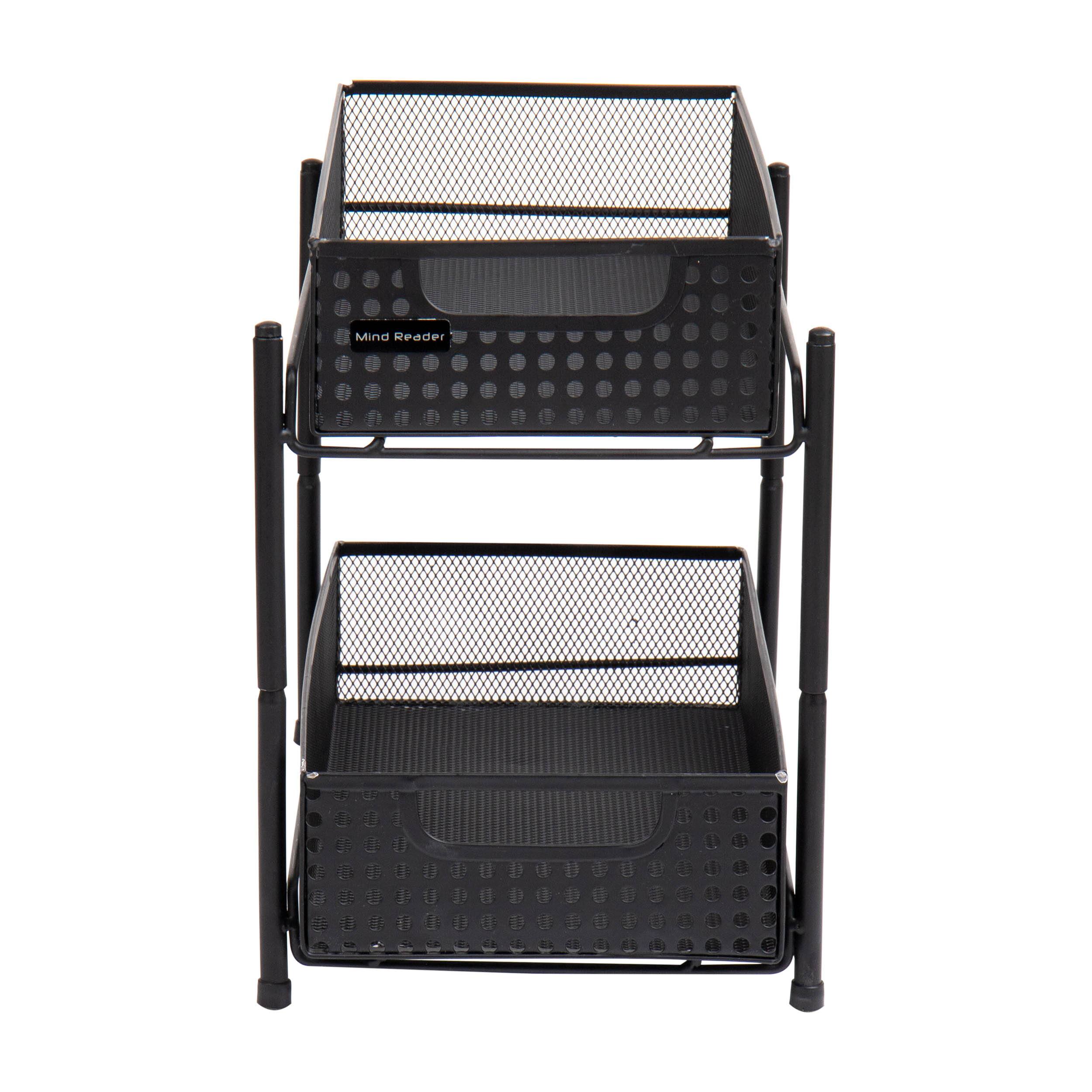 Mind Reader 2-Tier Metal Mesh Heavy Duty Organizer Slide Out Basket ...