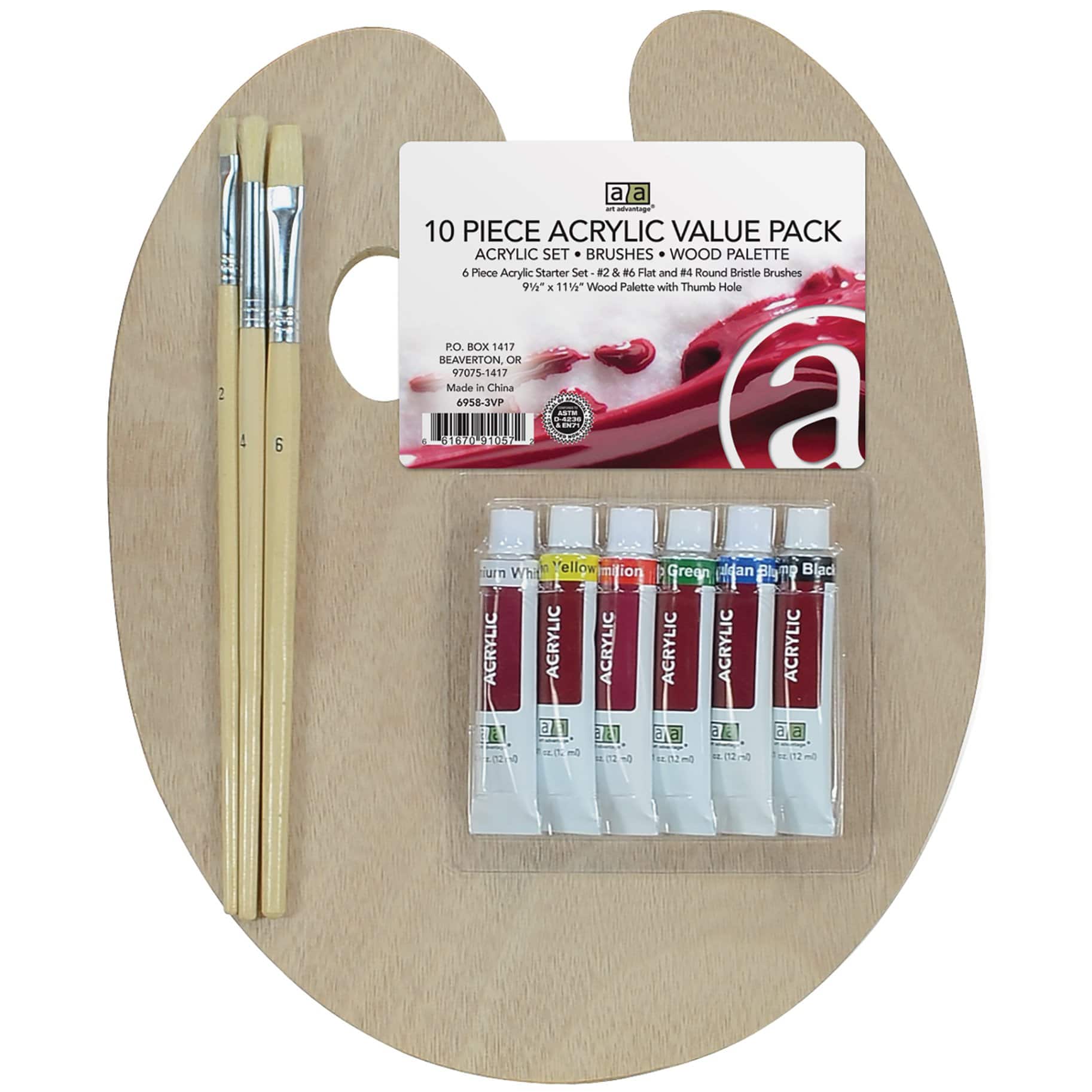 Art Advantage® 10 Piece Wood Palette Acrylic Art Set | Michaels