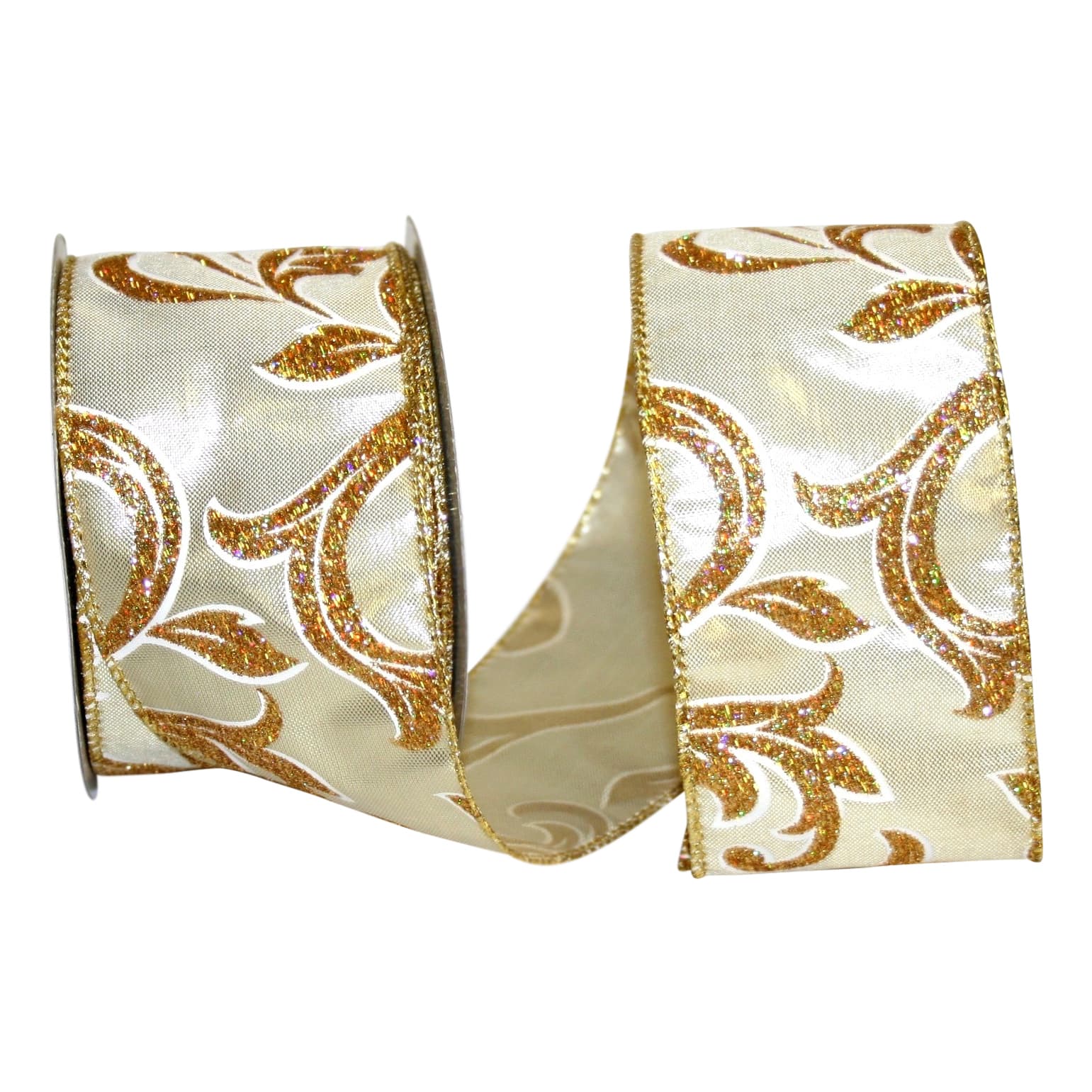 JAM Paper 2.5" x 20yd. Gold Glitter Scroll Wired Lamé Ribbon | Michaels