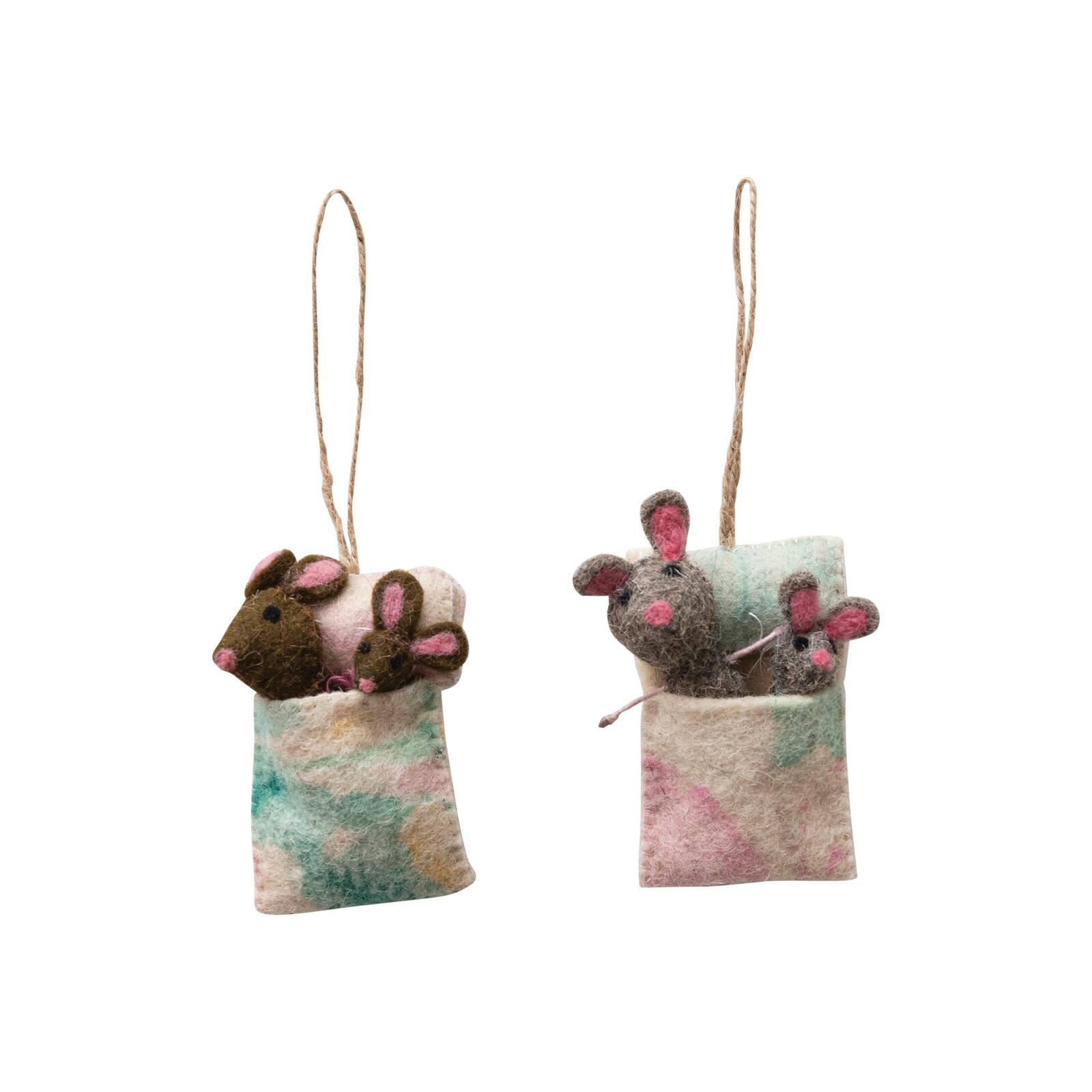 Hello Honey® 2 Pack 3.5" Mice in a Marbled Blanket Ornaments | Michaels
