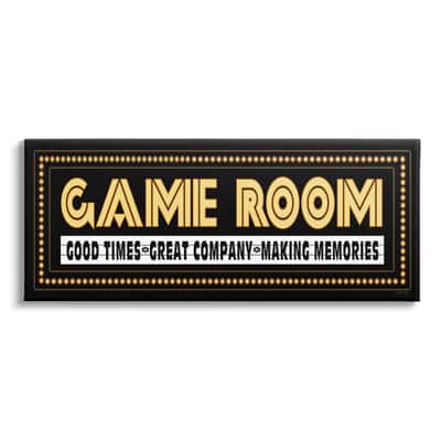 Stupell Industries Arcade Game Room Quote Vintage Style Sign Canvas ...