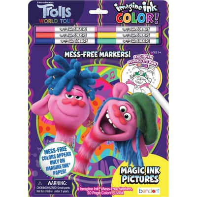 Imagine Ink® COLOR! Trolls World Tour Mess Free Coloring Pad & Marker ...