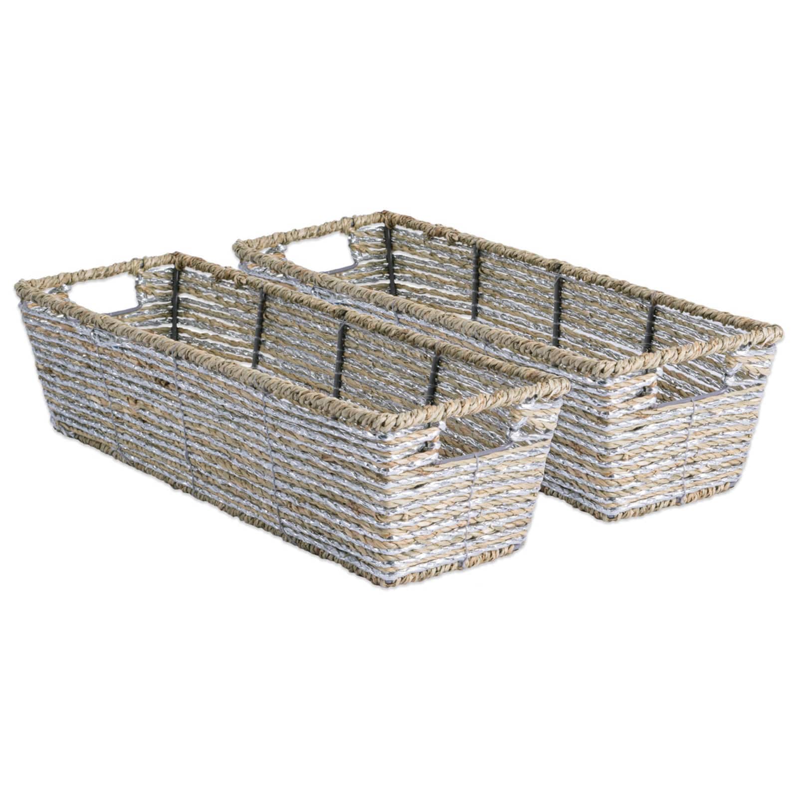 DII® 16" Metallic Silver Trapezoid Seagrass Bins, 2ct. | Michaels