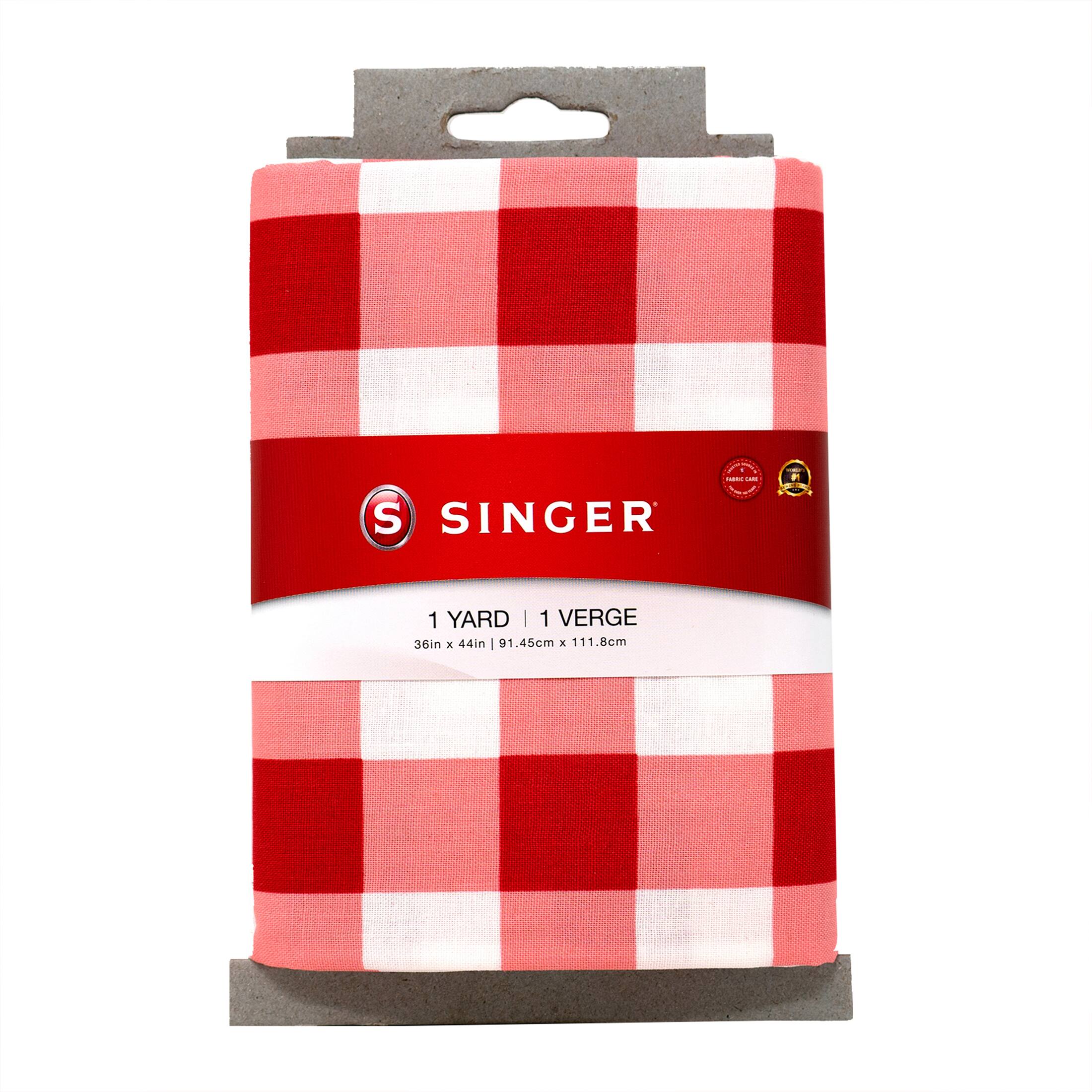 SINGER Red Gingham Print Ringspun Cotton Fabric | Michaels
