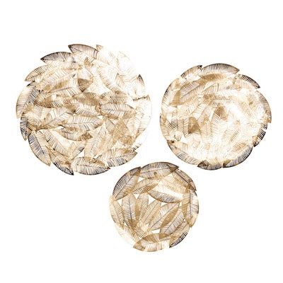 Gold Colored Abstract Leaf Round Metal Discs Wall Décor Set | Michaels
